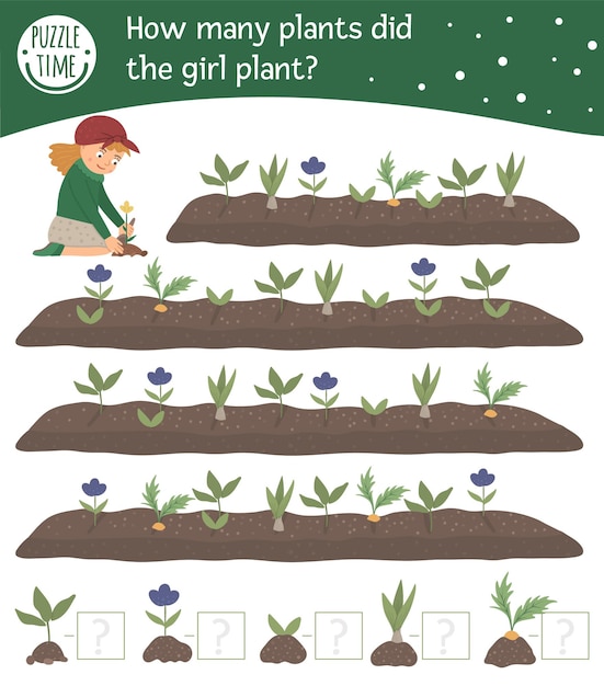 Counting Plants in the Garden: A Puzzle for Young Gardeners | Jiffy Designs