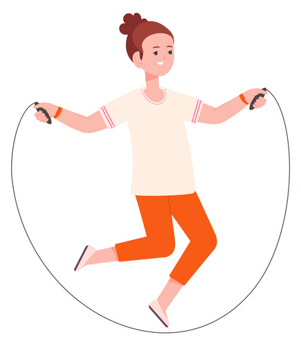 Happy Girl Jumping On Skipping Rope. Active Child Isolated On White ...