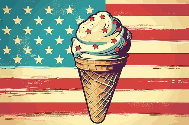 Patriotic Ice Cream Cone with Stars and Stripes | Jiffy Designs