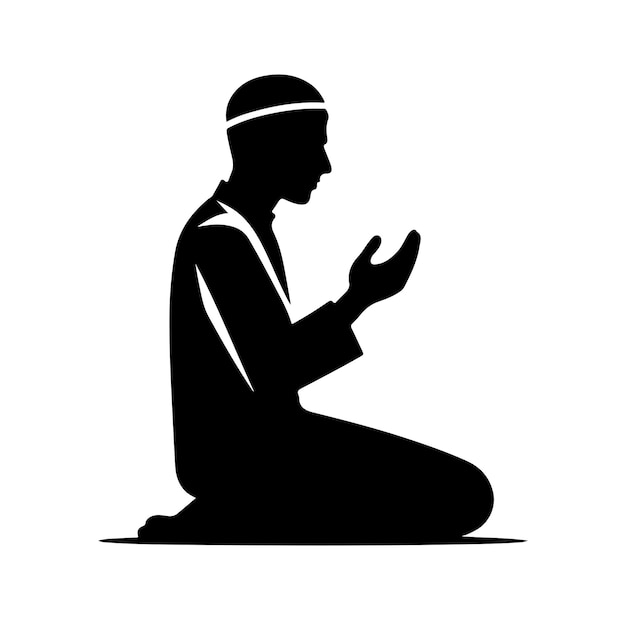 Silhouetted Figure in Prayer Posture on White Background | Jiffy Designs