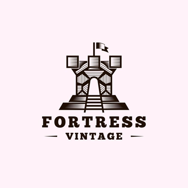 Iconic Fortress Emblem with Vintage Flair | Jiffy Designs