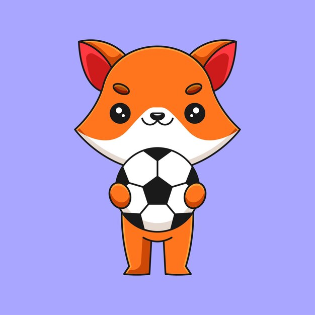 Cute Cartoon Fox Holding a Soccer Ball | Jiffy Designs