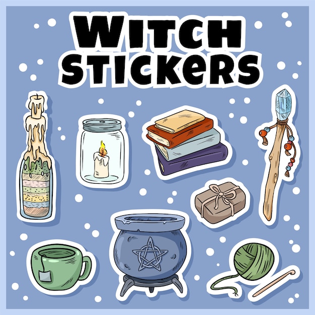 Whimsical Witch-Themed Stickers with Cauldrons and Potions | Jiffy Designs