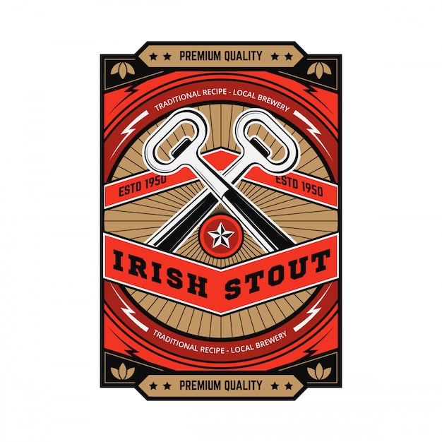 Vibrant Emblem for Premium Irish Stout Beer | Jiffy Designs