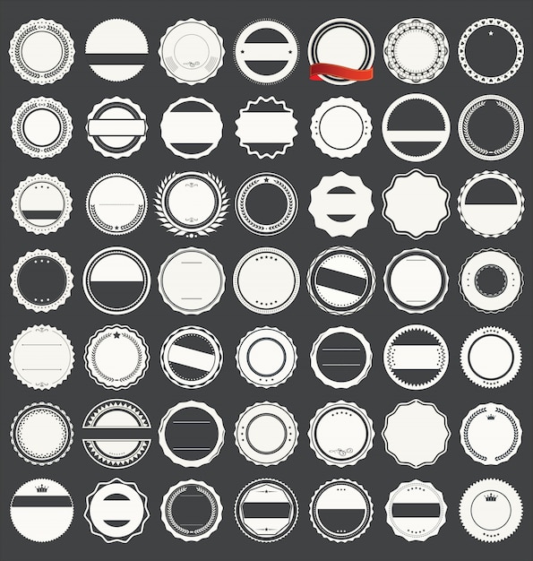 Diverse Collection of Vintage Circular Badges and Label Designs | Jiffy ...