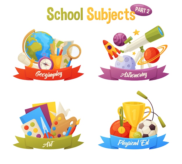 Vibrant Collage of Diverse School Subjects and Supplies | Jiffy Designs