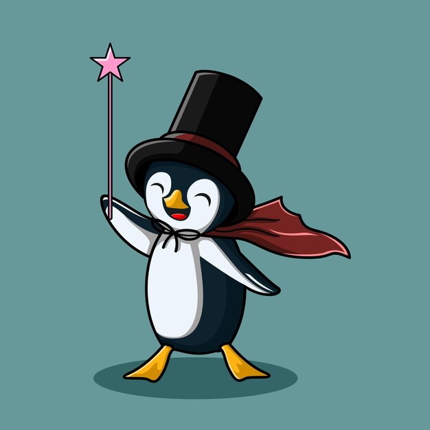 Dapper Penguin Magician with Wand and Top Hat | Jiffy Designs