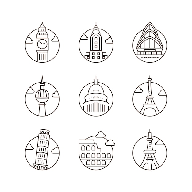 Iconic Landmarks of the World: A Minimalist Illustration Journey ...