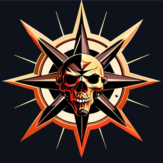 Captivating Skull Compass Rose Emblem | Jiffy Designs