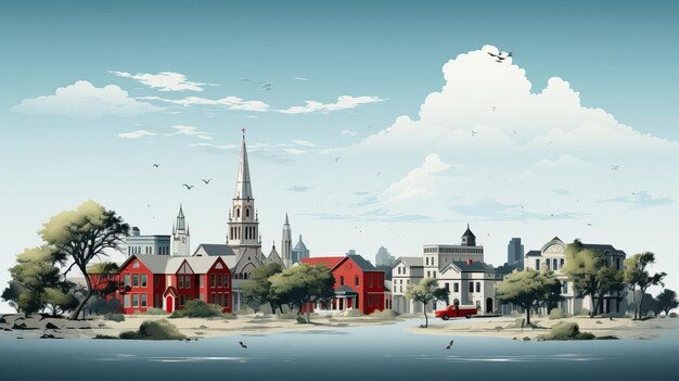 Charming Coastal Town with Colorful Buildings and Iconic Spires | Jiffy ...