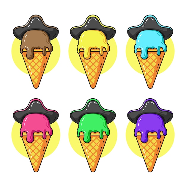 Colorful Melting Ice Cream Cones with Cowboy Hats | Jiffy Designs