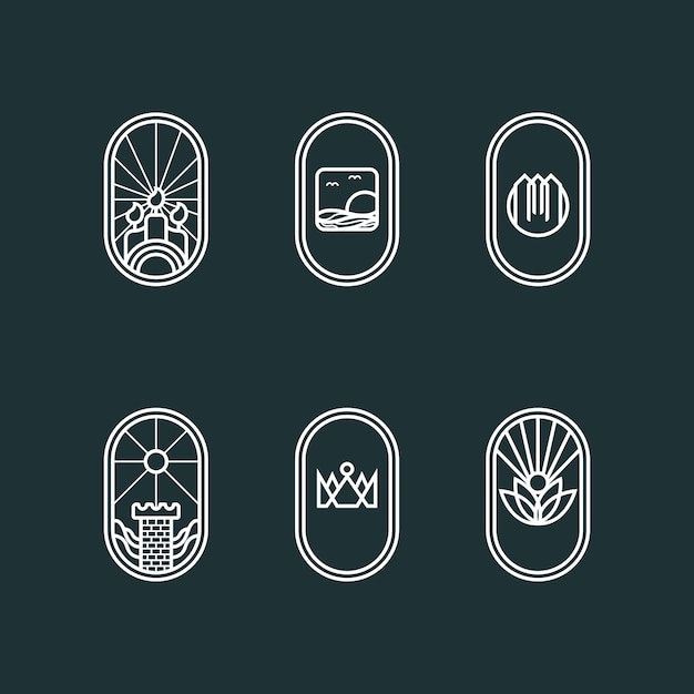 Minimalist Geometric Symbols in Oval Shapes on Dark Background | Jiffy ...