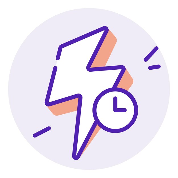 Vibrant Lightning Bolt with Analog Clock Icon | Jiffy Designs