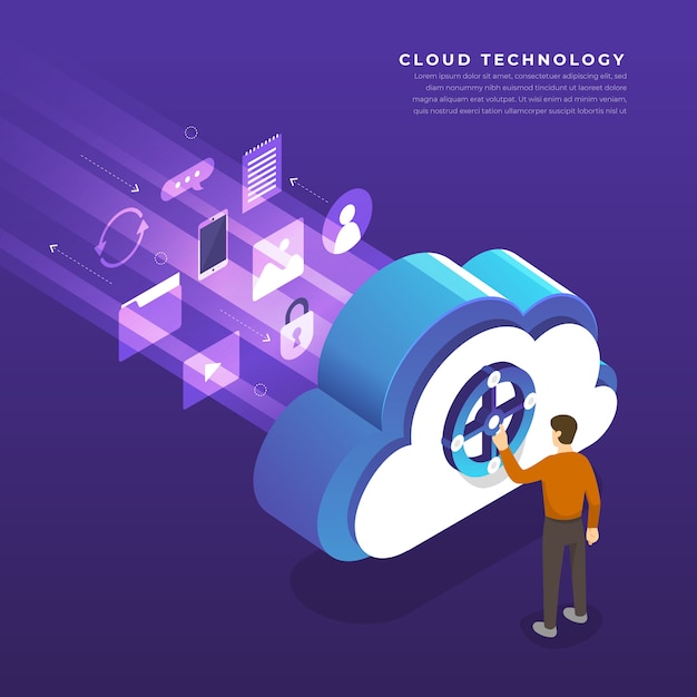 Futuristic Cloud Computing Visualization with Isometric Elements ...