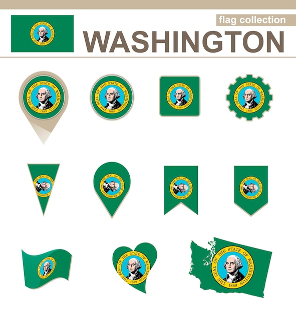 Diverse Washington State Flags in Vibrant Green and Blue | Jiffy Designs