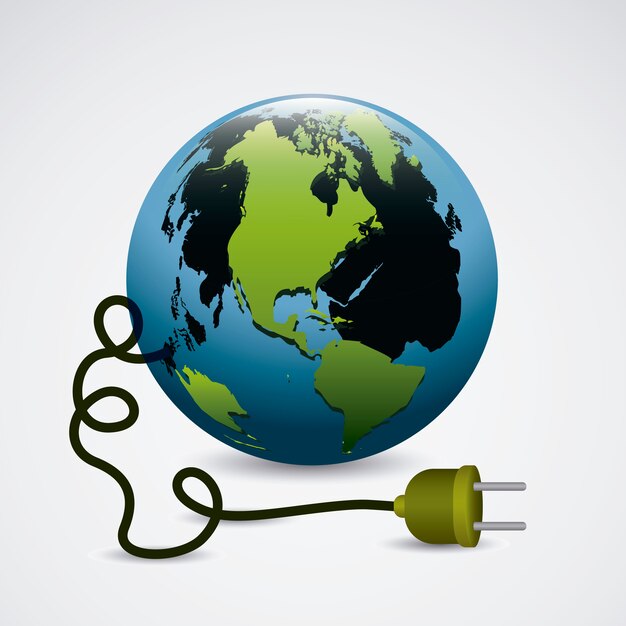 Earth Globe Connected to Power Plug and Cable Illustration | Jiffy Designs