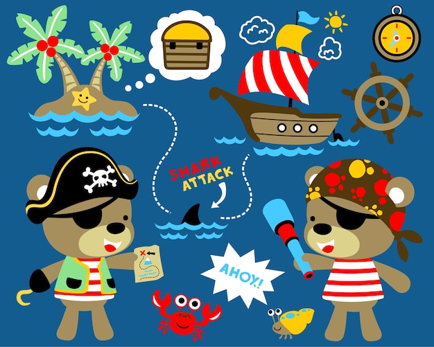 Vibrant Pirate-Themed Clipart Collection with Playful Characters and ...