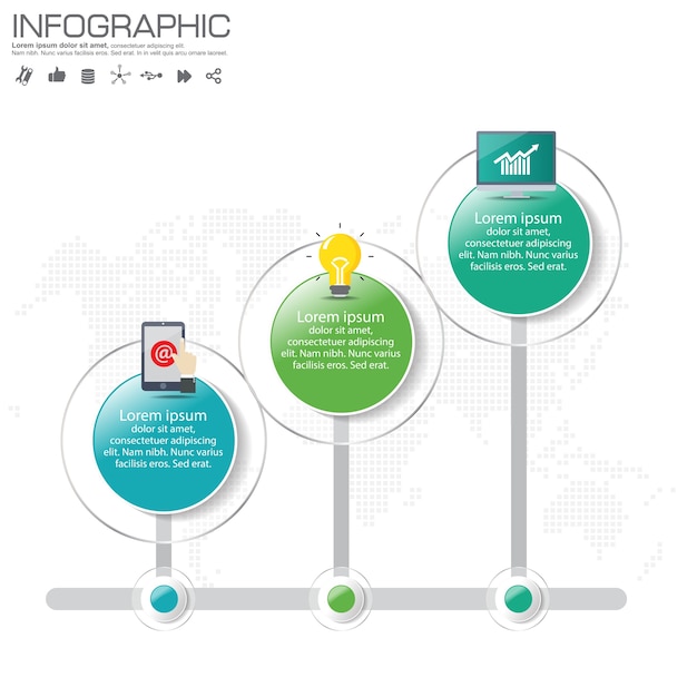 Infographic Design with Colorful Circular Nodes and Light Bulb | Jiffy ...