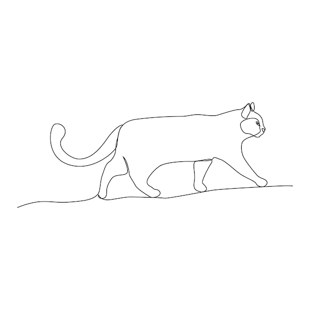 Sleek Feline Silhouette: Minimalist Line Art of Prowling Cat | Jiffy ...