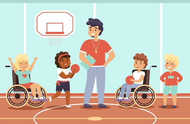 Diverse Children Playing Basketball in Inclusive Gym | Jiffy Designs