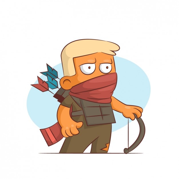 Quirky Cartoon Character with Ninja Weapons and Scarf | Jiffy Designs