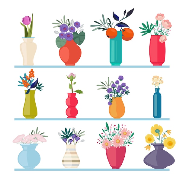 Vibrant Floral Vases Collection with Diverse Blooms and Colors | Jiffy ...