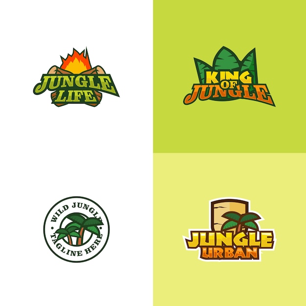 Vibrant Jungle-Themed Graphic Collection with Bold Logos and Emblems | Jiffy Designs