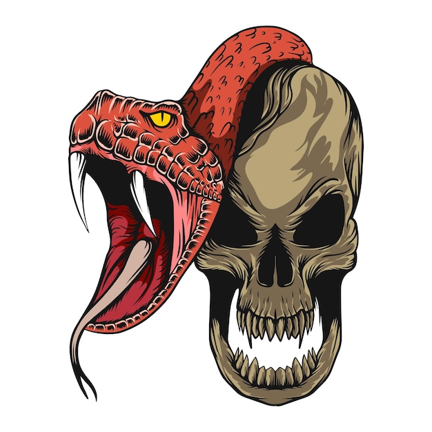 Fierce Skull and Snake Hybrid, Striking Fangs Bared | Jiffy Designs