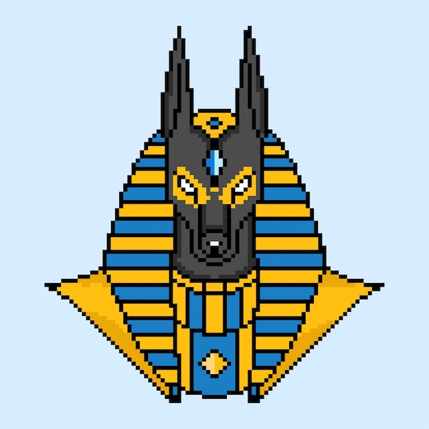 Majestic Egyptian Deity Anubis in Iconic Pixel Art | Jiffy Designs
