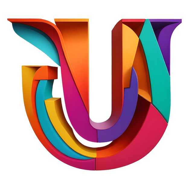 Vibrant Layered Letter U in Abstract Shapes | Jiffy Designs