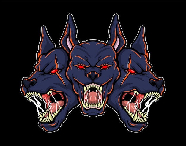 Ferocious Hellhound Trio with Glowing Red Eyes and Fangs | Jiffy Designs