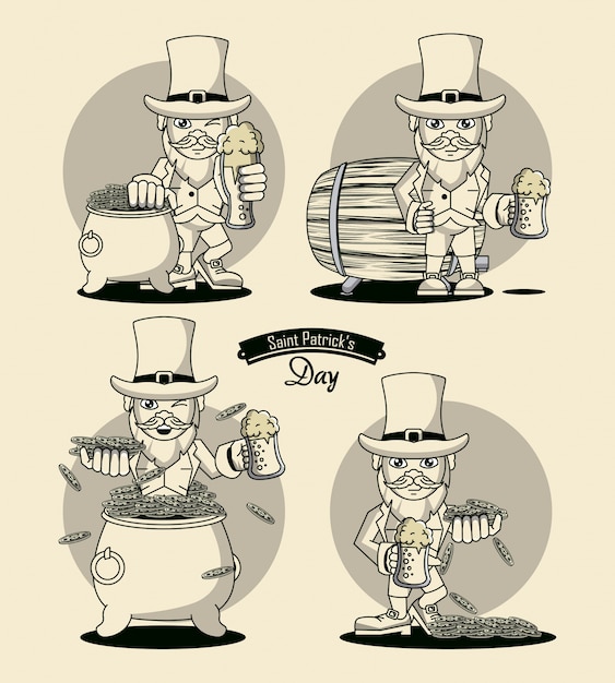 Vintage Gentlemen Brewers Character Illustrations Collection | Jiffy ...