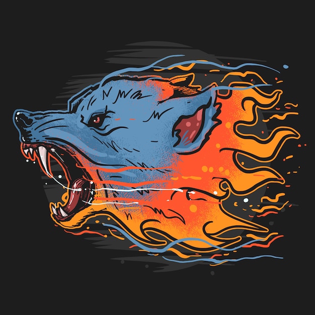 Ferocious Sapphire Wolf Unleashing Fiery Fury in the Darkness | Jiffy ...