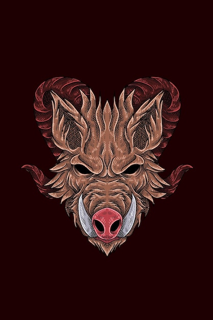 Fierce and Majestic Boar Face Illustration | Jiffy Designs