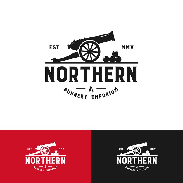 Vintage Cannon and Cannonballs Logo for Northern Gunners Emporium ...