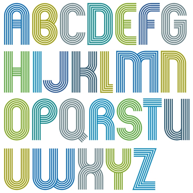 Vibrant Retro-Inspired Alphabet with Striped Design | Jiffy Designs