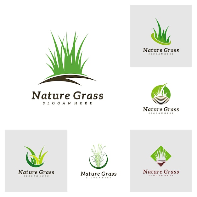 Nature Grass Logo Collection: Vibrant Green Emblems and Icons | Jiffy ...