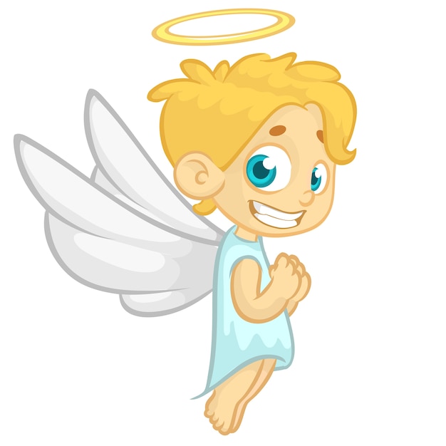 Cheerful Winged Baby Angel Character with Halo Illustration | Jiffy Designs