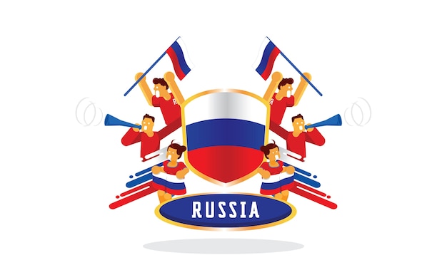 Vibrant Russian Emblem with Spirited Dancers and Flags | Jiffy Designs