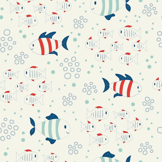 Whimsical Underwater Aquatic Pattern with Playful Fish | Jiffy Designs