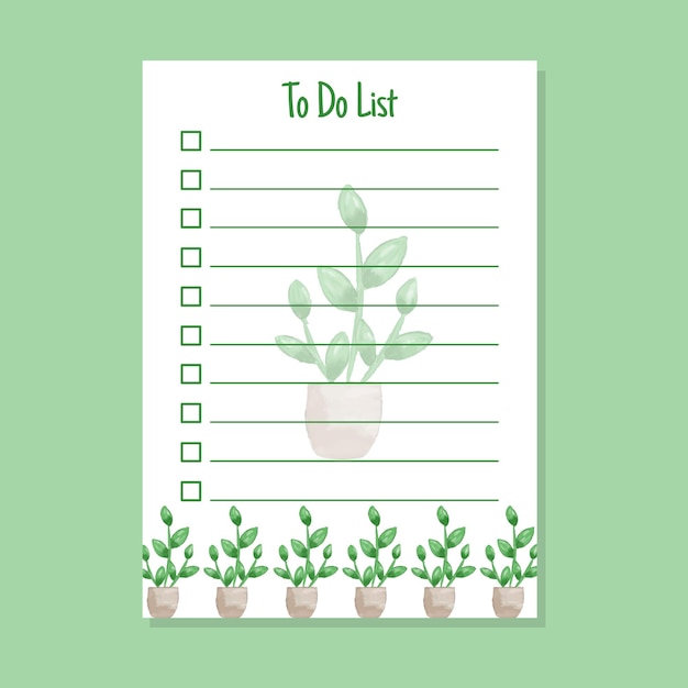 Minimalist Plant-Themed To-Do List on Green Background | Jiffy Designs