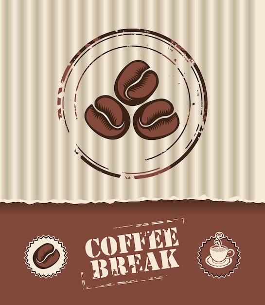 Vintage Coffee Break Emblem with Roasted Beans | Jiffy Designs