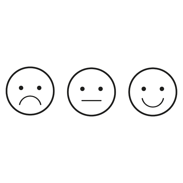 A set of three smiley faces with different facial expressions | Jiffy ...