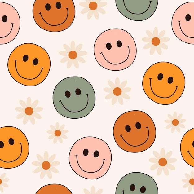 Cheerful Smiley Faces Pattern in Warm Pastel Shades | Jiffy Designs