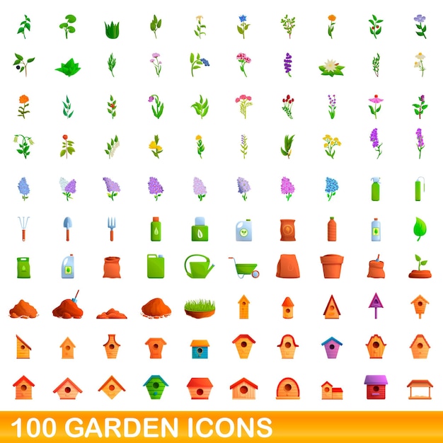Vibrant Collection of 100 Diverse Garden Icons and Symbols | Jiffy Designs