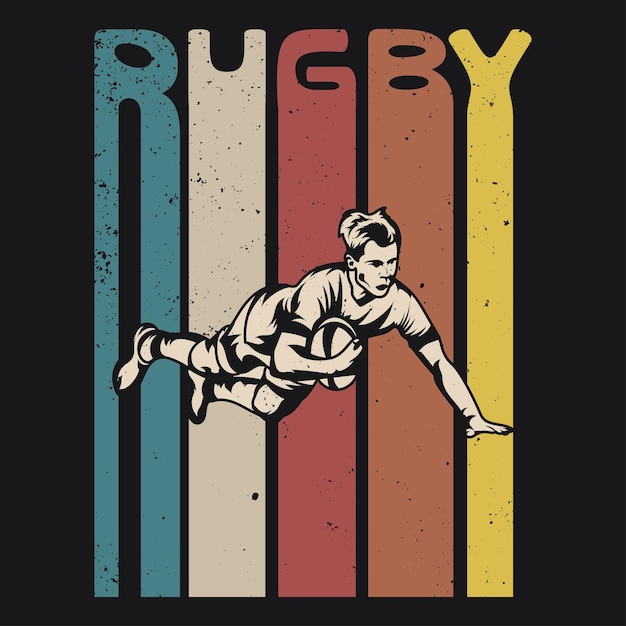 Vintage Retro Rugby Player in Action | Jiffy Designs
