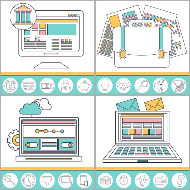 Vibrant Digital Design Elements Collection with Icons and Illustrations ...