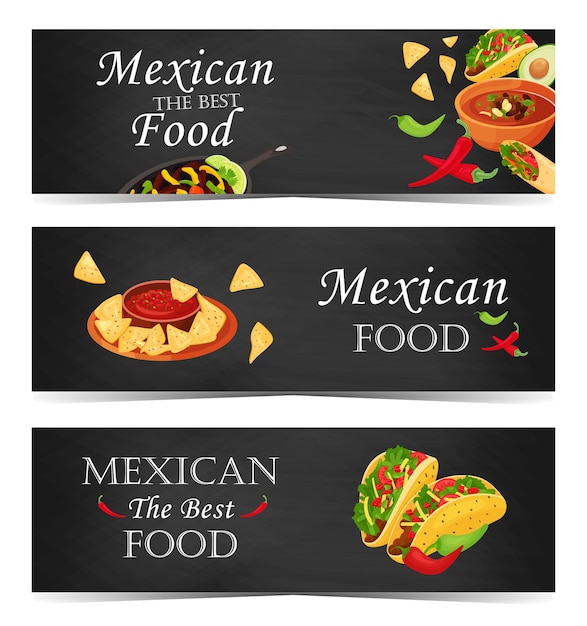 Vibrant Mexican Dishes on Chalkboard Banners with Lettering | Jiffy Designs