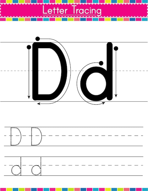 Vibrant Letter Tracing: Uppercase and Lowercase D | Jiffy Designs