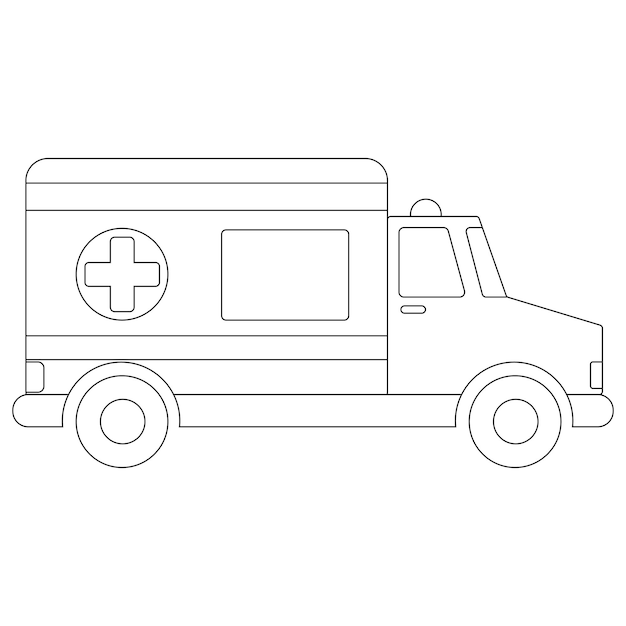 Minimalist Ambulance Illustration with Simple Line Art Design | Jiffy ...